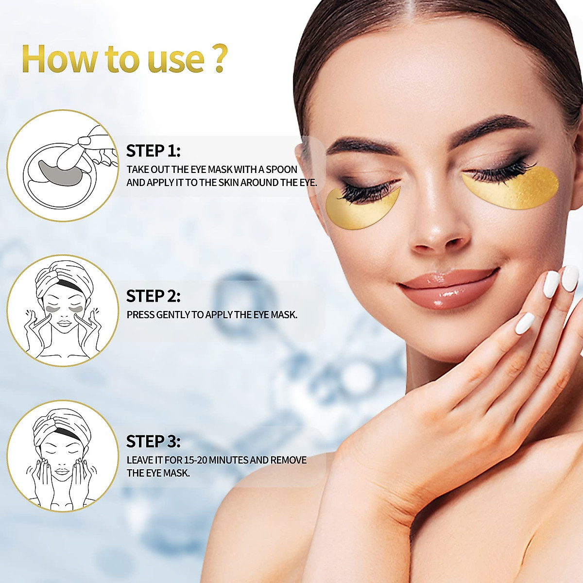 WANG BAO Under Eye Patches -120 PCS (60 Pairs) - Eye Mask Amino Acid & Collagen for Face Care - Eye Gel Treatment Masks for Dark Circles and Puffiness - Reduce Wrinkles and Fine Lines Undereye