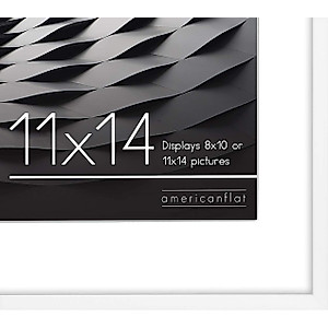 Americanflat 11x14 Picture Frame with Shatter-Resistant Glass - Use as 8x10 Frame with Mat or 11x14 Frame Without Mat - Streamline Collection - Thin Photo Frame for Wall Display - White