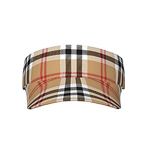 Classic Tartan Print Visor Cap Plaid Sun Hat for Women Men Teens for Sport Beach Tennis Golf Running Hiking Adjustable Cap