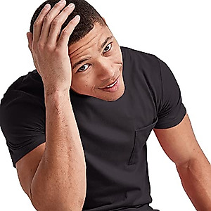 Hanes Originals Men's Short Sleeve Pocket T-Shirt, Tri-Blend Jersey, Black, XX-Large