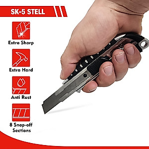 NESTER Utility Knife Retractable Box Cutter, 20 Blades(3/4" 18mm Wide Blade Cutter) Retractable, Compact, Extended Use for Construction, Heavy Duty, Office, Home, Arts, Crafts, Hobby