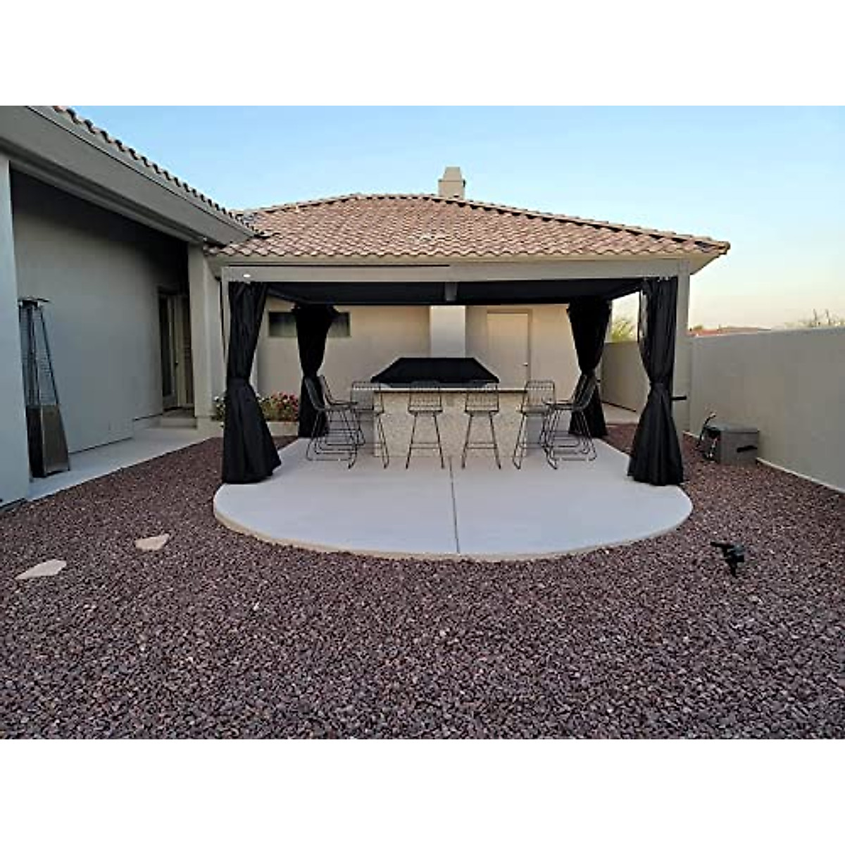 Domi Louvered Pergola 12' × 16', Outdoor Aluminium Pergola with Adjustable Roof, Curtains and Netting, Hardtop Gazebo for Patio, Deck, Garden, Yard, Beach(Gray)