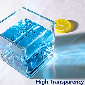 Comrzor Set of 6 Square Glass Vases 4" x 4" x 4", Clear Flower Vase, Plant Terrarium, Candle Holder for Wedding Centerpiece, Office Decorations, Home Décor, Parties and Events