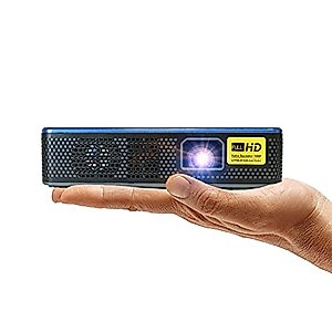 4K Support, AAXA M7 Native 1080P Full HD Portable DLP Outdoor Movie Projector, 1200 LED Lumen, 3 Hour Battery, Electric Focus, 15000mah Powerbank, HDMI/USB-C/USB/microSD Input, 30000 Hours LED