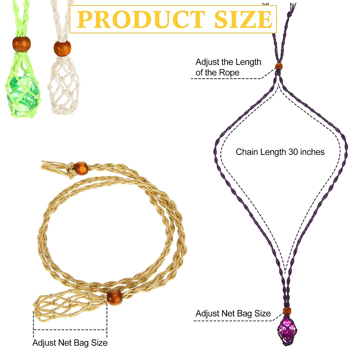 BBTO 18 Pcs Adjustable Crystal Necklace Holder Empty Stone Holder Pendant Stone Holder for Replacement Hand Woven Necklace Cord, (BBTO-KD7328)