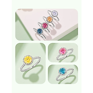 Black Moissanite Rings Bride Jewelry 1Ct VVS1 Moissanite Engagement Rings 925 Sterling Silver Diamond Band Ring Wedding Engagement Women's Ring Christmas Gifts for Her(Size 10)