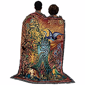 Pure Country Weavers Awen Blanket by Jen Delyth - Celtic Gift Tapestry Throw Woven from Cotton - Made in The USA (72x54)