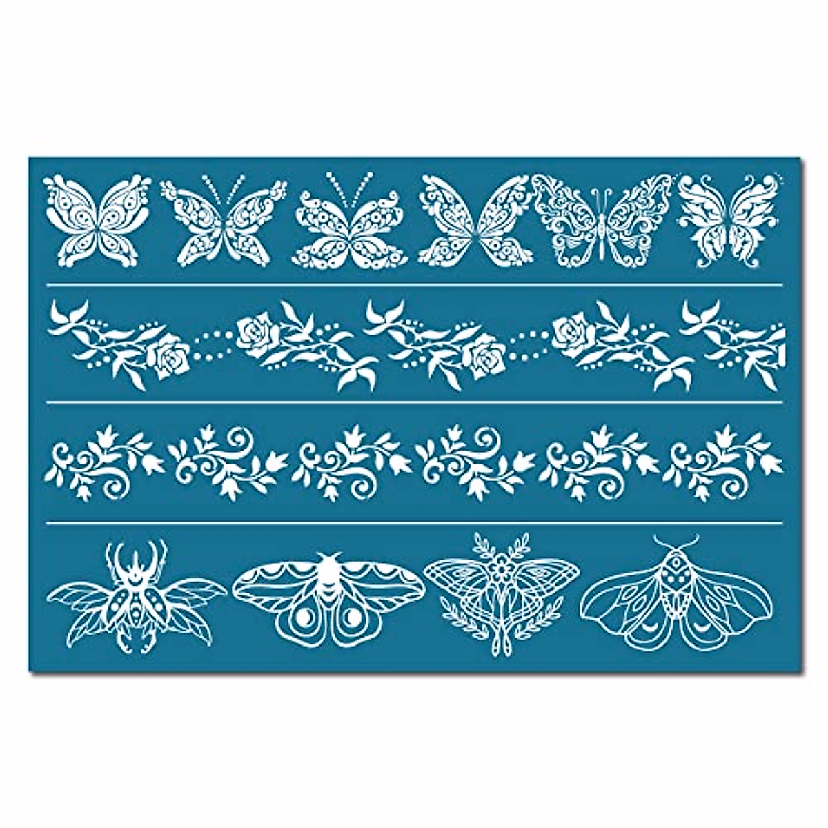 CREATCABIN Silk Screen Stencils for Polymer Clay Reusable Silkscreen Print Kit Self-Adhesive Printing DIY Art for Earring Jewelry Making Wood Fabric Wall T-Shirt Paper 5.9 x 3.9 Inch(Butterfly Flower)