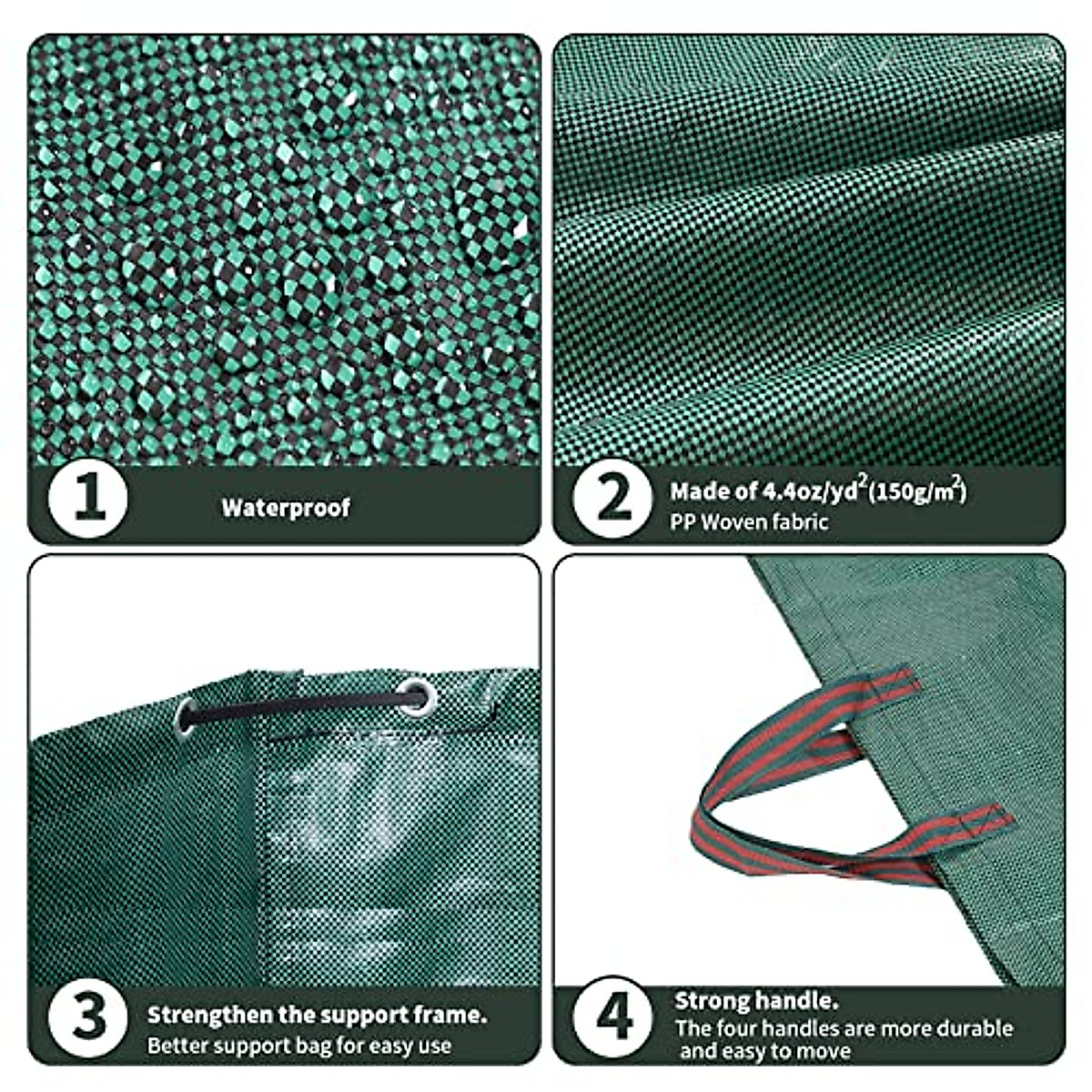 JERIA 6-Pack 72 Gallons Reusable Garden Waste Bags with 4 Handles ,Lawn Pool Garden Heavy Duty Waste Bag for Loading Leaf,Trash ,Yard Waste Bags (H30" X D26")