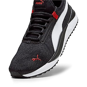 PUMA Mens Pacer Future Sneaker, PUMA Mens Black-PUMA Mens White-For All Time Red, 10