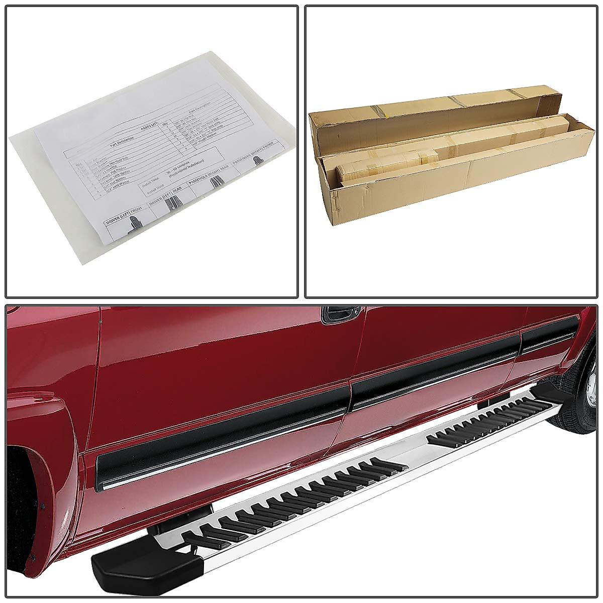 Auto Dynasty 6" Running Boards Compatible with 2015-2022 Ford F-150 F-250 F-350 Super Crew Cab, Stainless Steel Nerf Bar, Chrome Side Step Rails