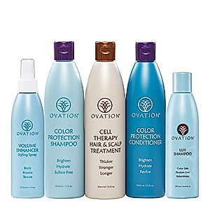 Ovation Hair Holiday Gift Set - Color System + Cell Therapy: Get Stronger, Fuller & Healthier Looking Hair - Includes Shampoo, Conditioner, Cell Therapy, Volume Enhancer, and Lux Shampoo