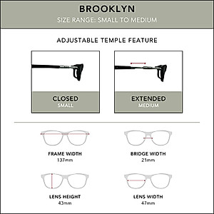 Clic Magnetic Reading Glasses for Men or Women, Computer Readers, Brooklyn (S-M, Dark Matte Grey, 2.00 Magnification)