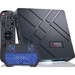 2022 Newest Android TV Box 11.0, X12 Plus Android TV Box 4GB RAM 32GB ROM with RK3318 Quad-Core 64 Bits, Android Box Dual-WiFi 2.4GHz/5GHz BT 4.2 USB 3.0 3D 4K/6K with Wireless Mini Keyboard