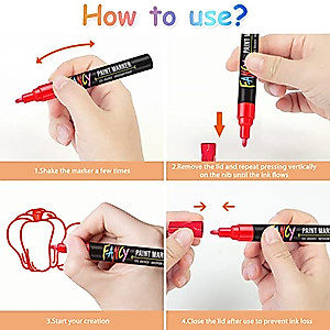 20 Colors Acrylic Paint Marker Set Acrylic Paint Pens, Quick Dry Paint Markers Set for Metal Rock Painting Canvas Wood Glass Plastic Fabric DIY Art Craft Painting Supplies