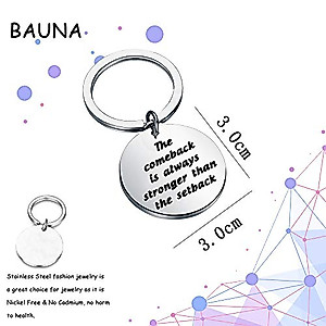 BAUNA Sobriety Keychain Addiction Recovery Jewelry Comeback Key Ring