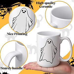 Lallisa 4 Pieces Halloween Mug Set Halloween Coffee Mug 15oz Halloween Mugs Pumpkin Mug Ghost Mug Fall Coffee Mugs Gift for Kids Women Men Thank You Gifts Fall Decoration for Kitchen Office Home