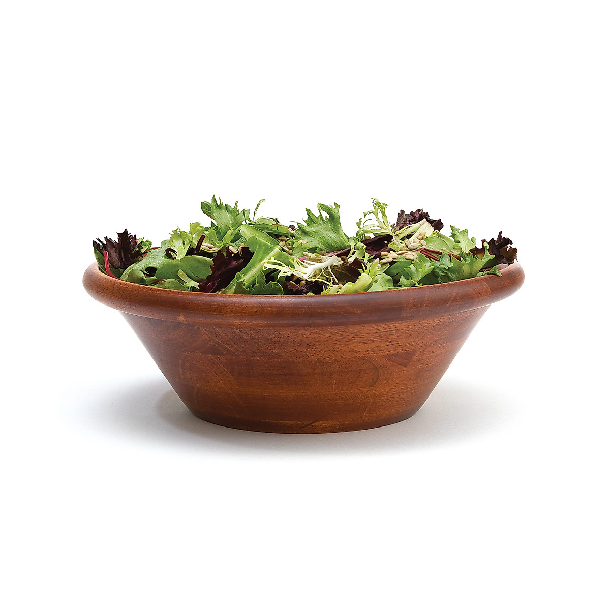Lipper International Cherry Finished Round Rim Bowl for Salads or Fruit, 12" Diameter x 4" Height, Single Bowl