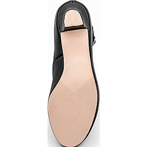 Linodes PU Leather Ankle Strap Character Shoe 1.55'' Dance Shoes for Women-Black-8M-UPD