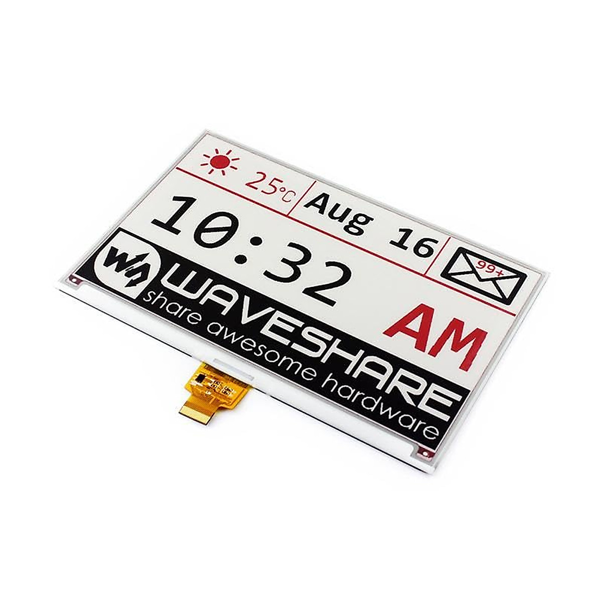 waveshare 7.5inch E-Ink Display HAT (B) 800×480 Pixels 3.3V/5V Red Black White Three-Color E-Paper Display epaper Screen for Raspberry Pi,Jetson Nano,Arduino,STM32, SPI Interface
