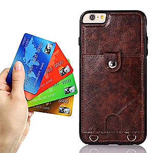 Jaorty PU Leather Wallet Case for iPhone 6 Plus/6S Plus Necklace Lanyard Case Cover with Card Holder Adjustable Detachable Anti-Lost Neck Strap for 5.5 inch Apple iPhone 6 Plus,iPhone 6S Plus,Brown