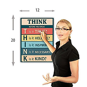 Think before you speak LAMINATED motivational chart rainbow colors classrooms and educators poster 15x20