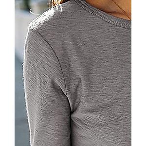 Sherosa Women's T-Shirts Long Sleeve Crew Neck Lightweght Loose Fall Tops Grey,L