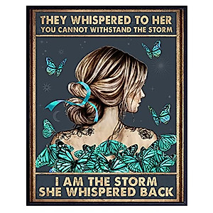 They Whispered to Her You Cannot Withstand The Storm - Inspirational Quote Wall Art - She Whispered Back I Am The Storm - Motivational Positive Encouragement Gifts for Women - Boho Print Decoration