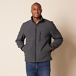 Amazon Essentials Men's Water-Resistant Softshell Jacket, Dark Grey, Small