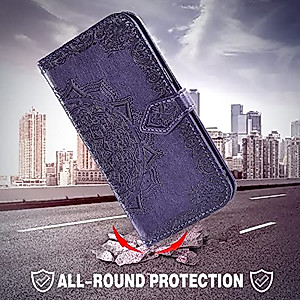 Compatible with OPPO Reno 7 Pro 5G Wallet Case and Tempered Glass Screen Protector Leather Mandala Flower Flip Cover Credit Card Holder Cell Accessories Phone Cases for Reno7 7Pro 5G Women Men Purple