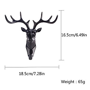 UVKDEENK 3pcs Moose Wall Hanging Hooks, Deer Head Hooks, Vintage Deer Hooks Decorative Wall Hanging Rustic Shabby Kitchen Bedroom Bathroom Towel Coat Hooks (Black)