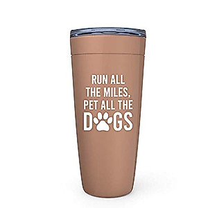 Runner Copper Edition Tumbler 20oz - Run All the Miles, Pet All the Dogs - Funny Running Marathon Track Training for Men Women Runners Dog Lovers