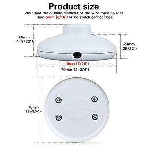 Helunsi 3Pcs Floor Lamp Foot Switch, White Foot Pedal Switch, Round Floor Lamps Foot Inline Switch, Step ON Off Spring Push Button, for Control Replacement Floor Lamp Extension Cord Parts - Pack of 3