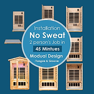 Xmatch Saunas 902V Far Infrared Sauna, Outdoor Wooden Dry Sauna Low EMF (Hemlock Wood, 2-Person Size)