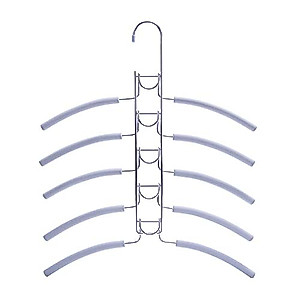 Nature Smile 2 Pack 5 in 1 Anti Slip Multiple Sweater Coat Hangers,Multi Layers Wardrobe Clothes Rack,Heavy Duty Metal Space Saver Shirt Blouse Hanger Closet Storage Organizer,Light Grey Color
