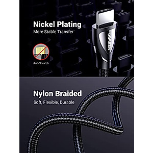 UGREEN 8K HDMI Cable 2.1 6.6FT 48Gbps Ultra High Speed HDMI Cord Braided 8K@60Hz 4K@120Hz, eARC HDR10 HDCP 2.2&2.3 HDMI Cable Compatible with PS5/Xbox Series X/Roku TV/HDTV/Blu-ray