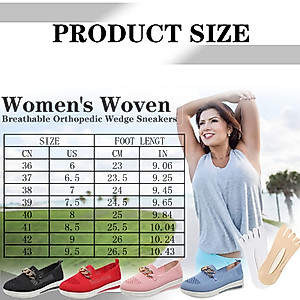 BE OVER QUALITY Women's Woven Breathable Orthopedic Wedge Sneakers, Mesh up Stretch Lightweight Platform Orthopedic Wedge Sneakers, Comfortable Casual Fashion Sneaker Walking Shoes for Women Black