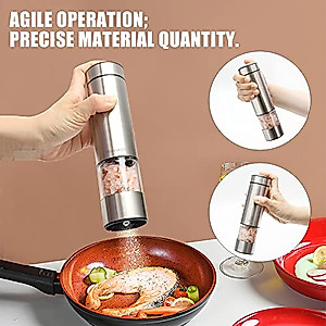 Electric Pepper Grinder，Electric Salt Grinder, adjustable coarseness, LED light, one hand automatic operation, dust cap (Single(1pc))