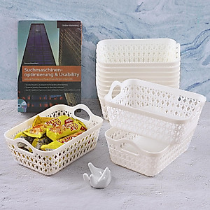 Loiycg 12 Packs Mini Plastic Storage Baskets Tray, White Desktop Tray Basket