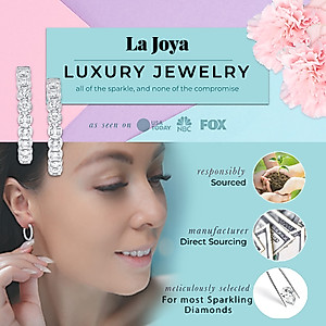 La Joya Inside Out Diamond Earring for Women | 1 CT TW Pure Sterling Silver with Plating of White Gold Diamond Hoop Earrings for Women | Sparkling GH VS/SI Diamond Hoops