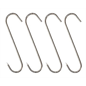 ONLYKXY 8 Inch 6mm Thick Meat Hook, 4 Pieces Meat Hooks for Butchering Hanging Beef Heavy Duty, Stainless Steel S Hooks Utility Hooks for Meat Processing