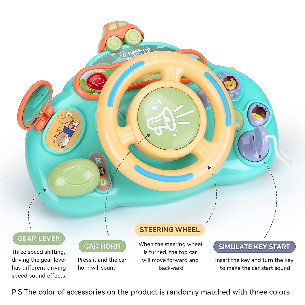 Caterbee Baby Turn and Learn Driver Steering Wheel Toys (Blue)