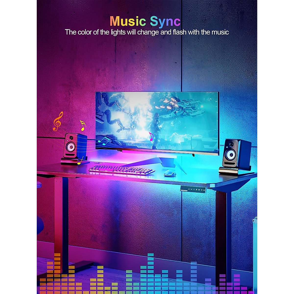 KANTUTOE Monitor Down Light Bar, RGB Screen Desk Light PC, Dimmable LED Dynamic Rainbow Effect, Adjustable Brightness, Speed and Music, Remote Control Color Change, for Game Room