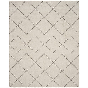 SAFAVIEH Arizona Shag Collection Area Rug - 10' x 14', Ivory & Beige, Moroccan Diamond Design, Non-Shedding & Easy Care, 1.6-inch Thick Ideal for High Traffic Areas in Living Room, Bedroom (ASG743A)