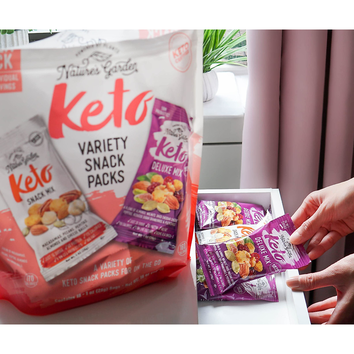 Nature’s Garden Keto Variety Snack Packs – Keto Snack Mix, Keto Deluxe Mix, Heart Healthy Nuts, Probiotic Cheese Balls, Mixed Nuts, Gluten-Free, Energy Boost, Healthy Snacks– 1 Oz Bags (18 Individual Servings)