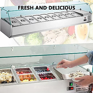 CUTPOIY Commercial Fresh-Keeping Cabinet, Desktop Salad Cabinet Glass Salad Table Pizza Sprinkle Table Dessert Refrigerated Display Cabinet,A