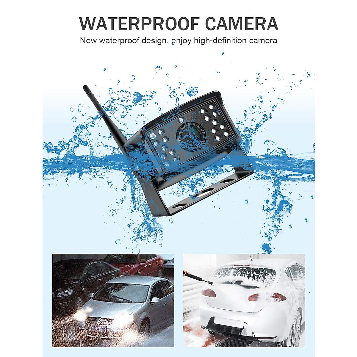 EVERSECU 4pcs Digital HD 1080P Wireless Car Backup Camera with 9 inch 4ch Quad Display Monitor/Car DVR/Dash Monitor/Vehicle Video Recorder for RV/SUV/Van/Pickup/Truck/Trailer Rear/Side/Front View