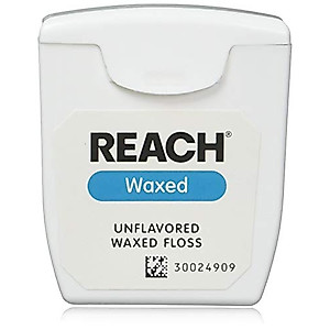 Reach Unflavored Waxed Dental Floss for Oral Care & Removal of Plaque & Food From Teeth & Gum Line, Accepted by the American Dental Association (ADA), Unflavored, 55 yds (Pack of 3)