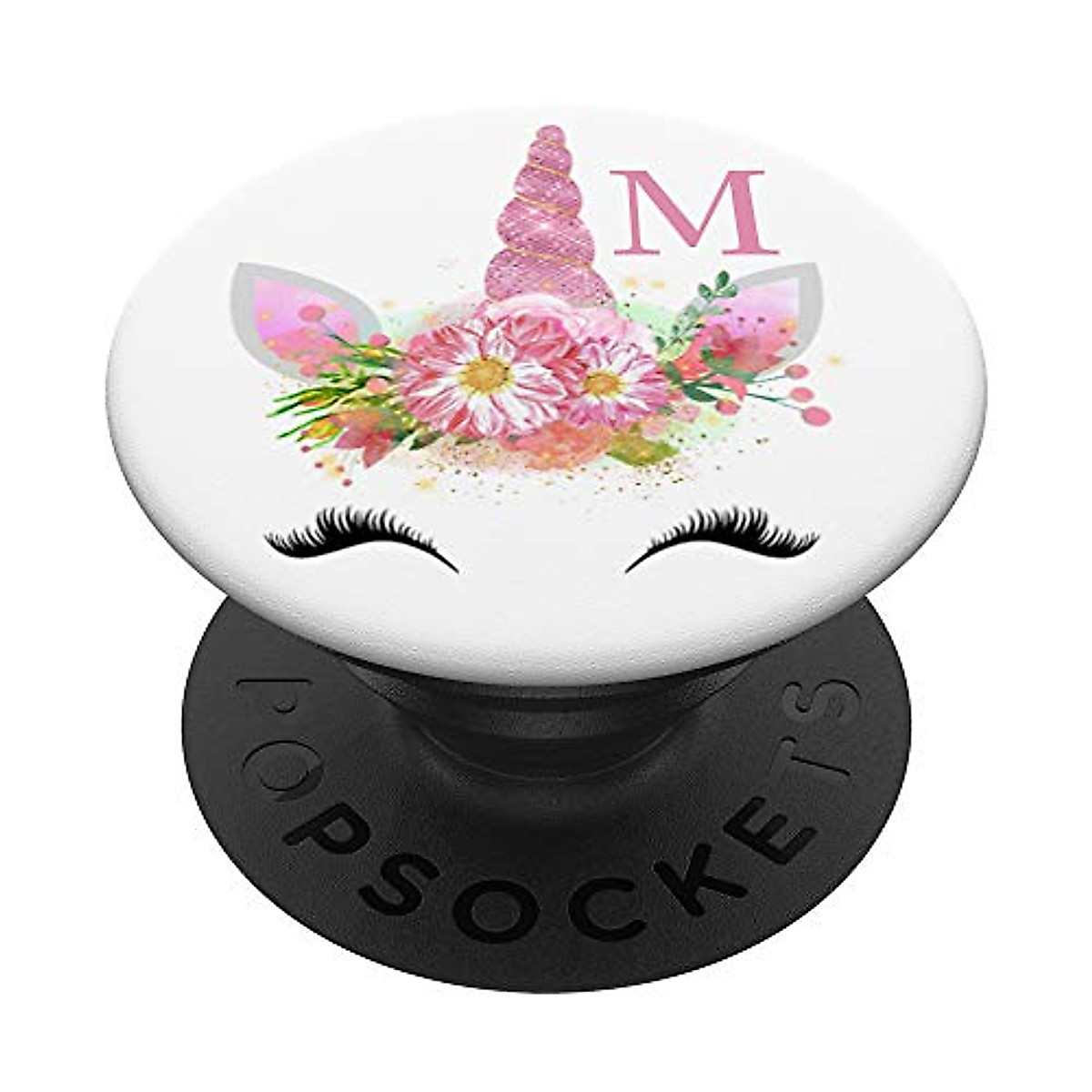 Cell Phone Holder Pop Up Handle,Cute Unicorn Pink Initial M PopSockets PopGrip: Swappable Grip for Phones & Tablets