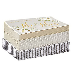 Sustainable Greetings 48 Pack New Mr and Mrs Wedding Thank You Cards with Striped Decorative Envelopes (4x6 In)
